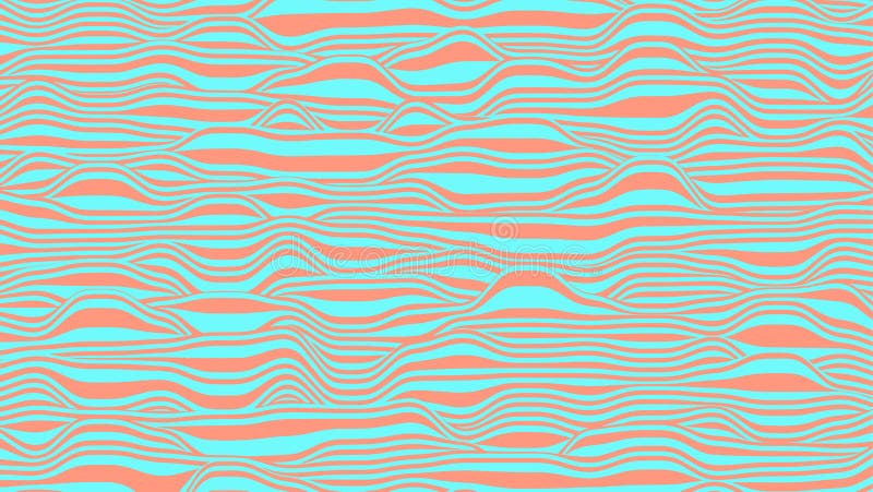 Abstract Background in Pink and Azure Colors. Waves on a Striped ...