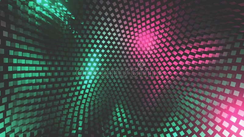Abstract Background Of Pink Cyan Rotating Cubes Vj Loop Blocks Rotation Surface Of Rectangles
