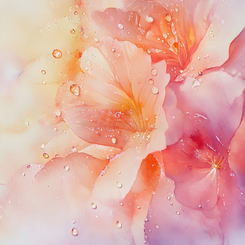 Abstract Background, Pink Flower Petals with Water Drops. Stock Photo ...