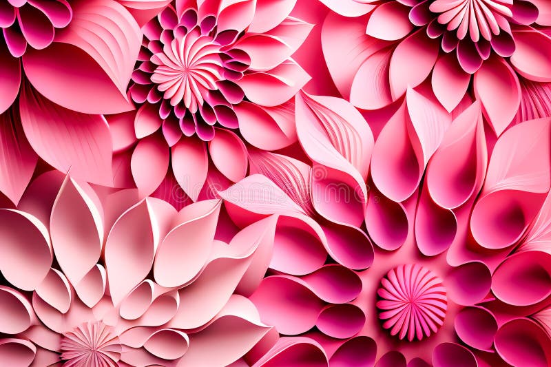 Abstract Background with Pink Paper Flowers. Generative AI Stock ...