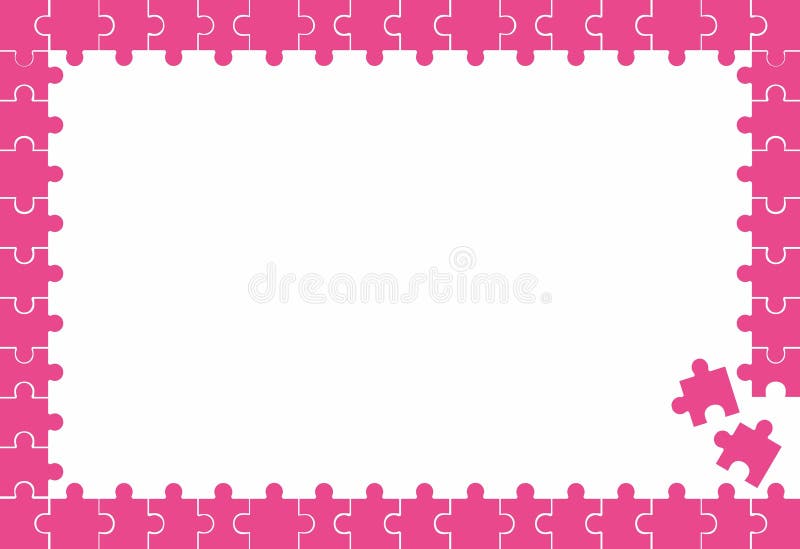 Abstract Background Pink Puzzle Frame with Blank Space. Rectangular ...