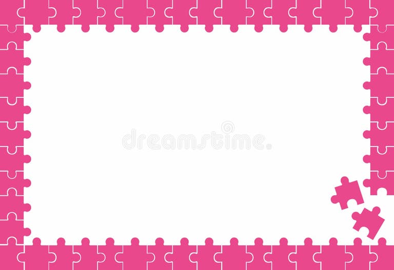 Abstract Background Pink Puzzle Frame with Blank Space. Rectangular ...