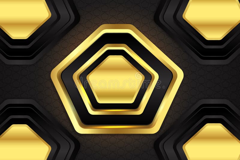 Abstract Background Polygon Shape with Black and Gold Color Stock ...