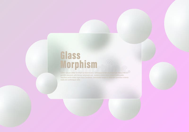 Abstract Background, Presentation Panel with White Spheres. Glass ...