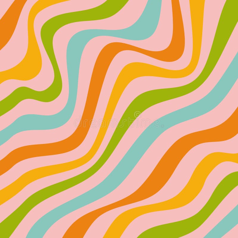 Abstract Background of Psychedelic Groovy Wavy Line Design in 1970s ...