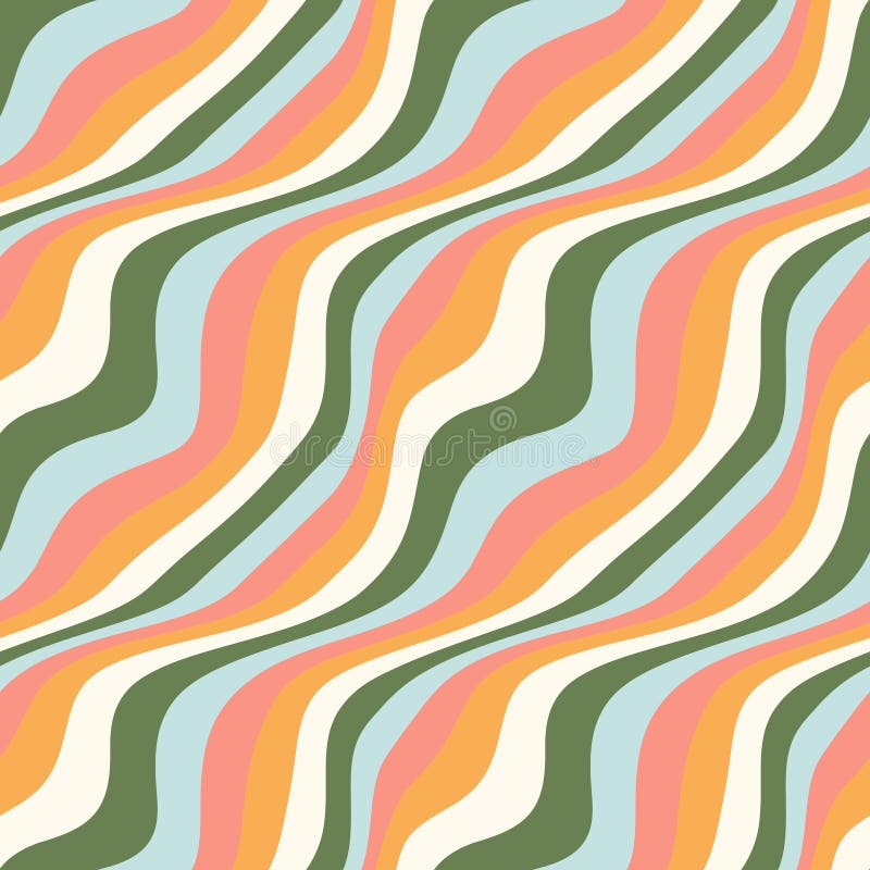 Abstract Background of Psychedelic Groovy Wavy Line Design in 1970s ...