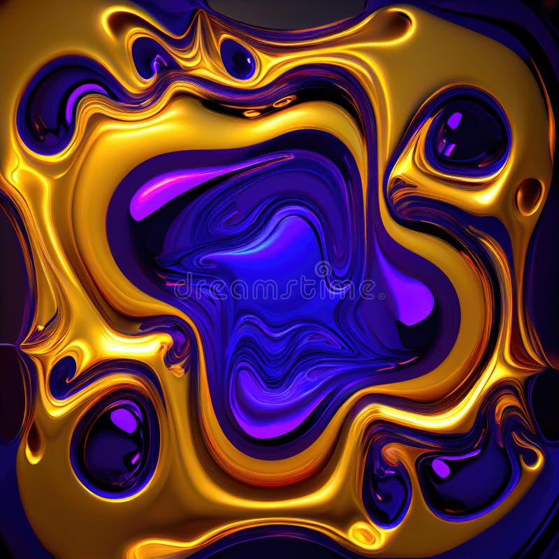Abstract Background with a Psychedelic Pattern in Blue, Gold , Like in ...