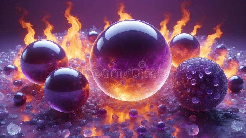 Abstract Background Purple Neon Bubbles on Fire Stock Illustration ...