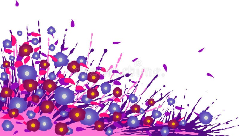 Abstract Background. Purple Splash and Flowers with Petals. Stock ...