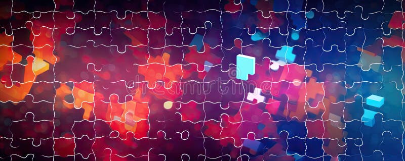 Abstract Background with Puzzle Pieces and Interconnected Pathways ...