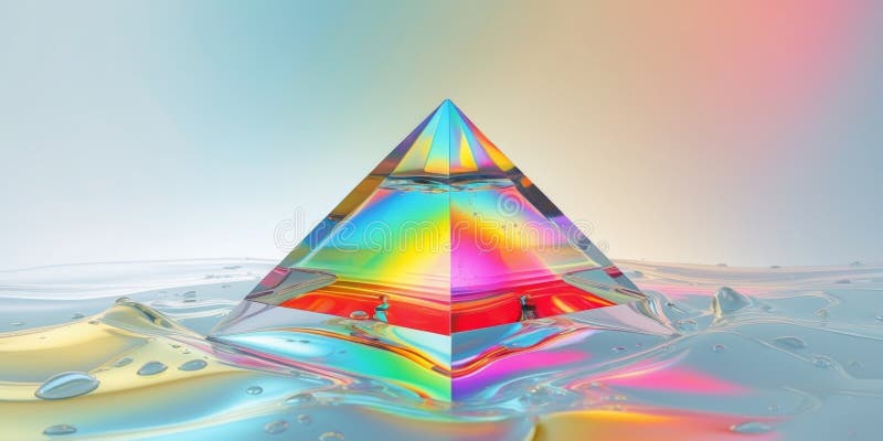 Abstract Background with Pyramid Glass Prism and Water Refracting Light ...