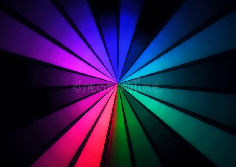 Abstract Background with Radiating Lines of Rainbow Colored Light Stock ...