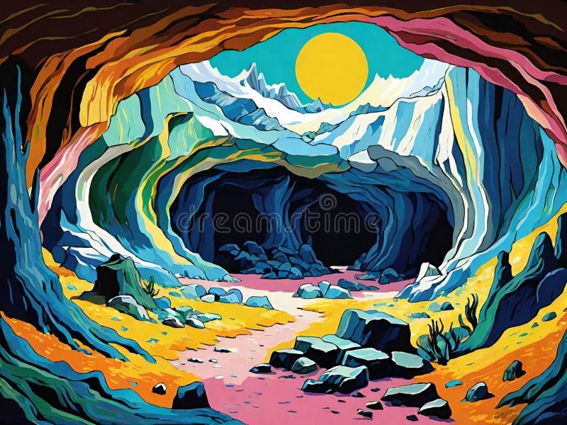 Abstract Background with a Rainbow Cave Stock Illustration ...