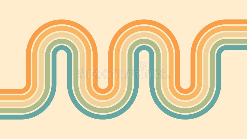 Abstract Background of Rainbow Groovy Wavy Line Design in 1970s Hippie ...