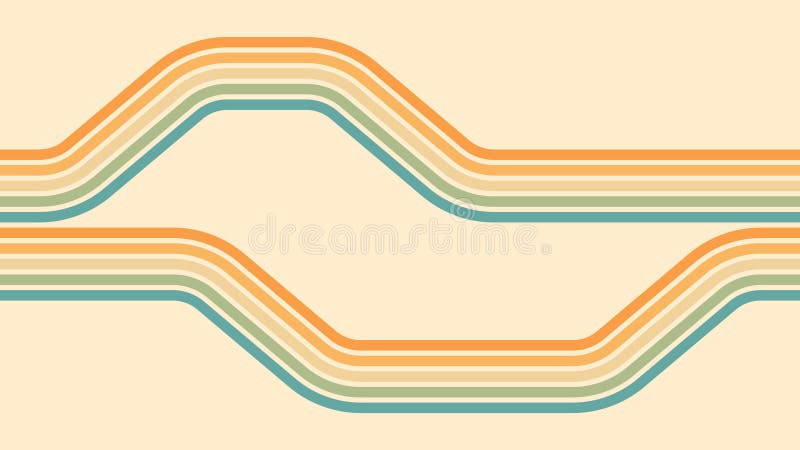 Abstract Background of Rainbow Groovy Wavy Line Design in 1970s Hippie ...