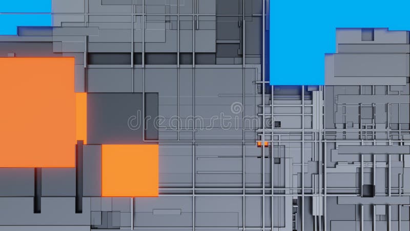Abstract Background of Random Cubes with Bright Segments Stock ...