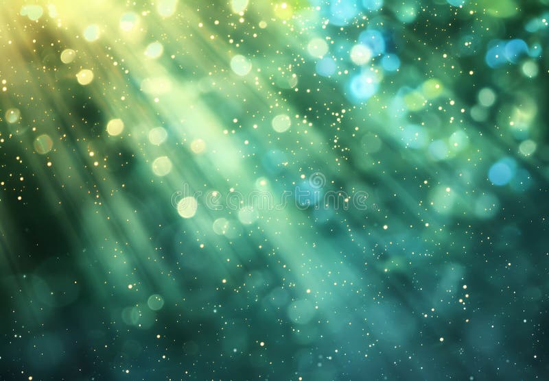 Abstract Green Blue Bokeh Background with Light Rays Stock Illustration ...