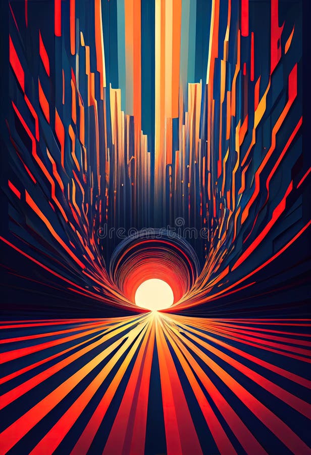 Abstract Background with Rays of Light in a Tunnel, Ai Generation Stock ...