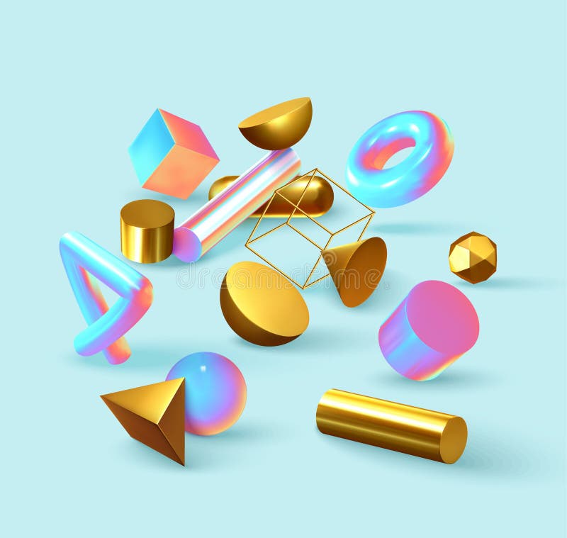 Abstract Background with Realistic Geometric Objects Shapes 3d ...