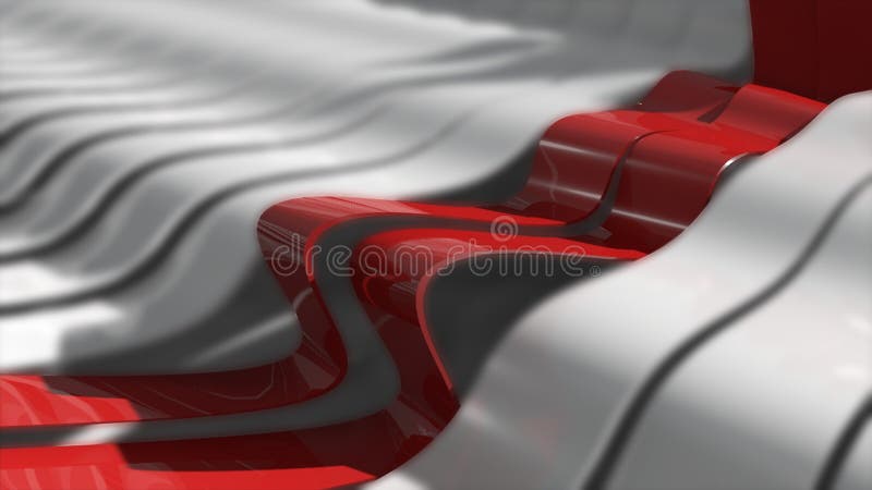 Abstract Background with Realistic Waves Lines. Red Bend Lines in the ...