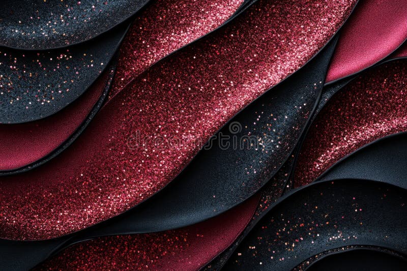 Abstract Background with Red and Black Curved Paper Sheets Creating a ...