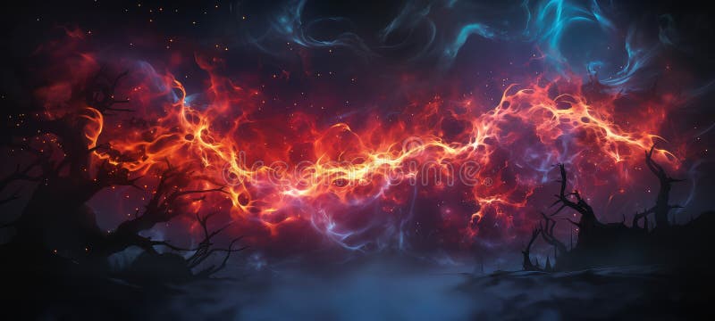 Abstract Background with Red and Blue Flames of Fire Stock Illustration ...