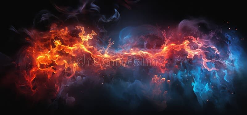 Abstract Background with Red and Blue Flames of Fire Stock Illustration ...
