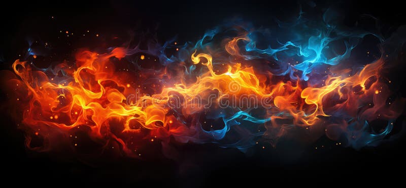 Abstract Background with Red and Blue Flames of Fire Stock Illustration ...