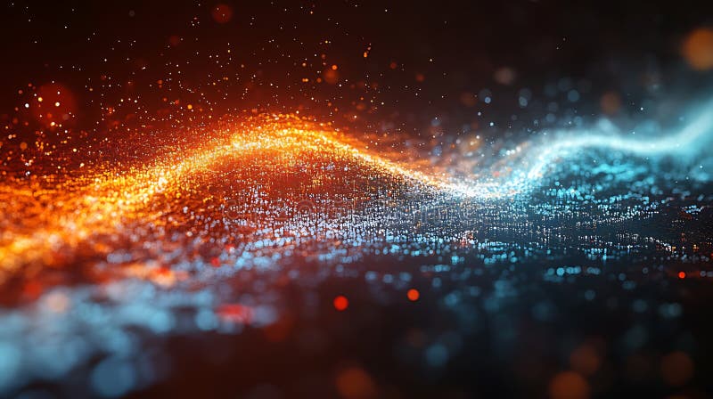 Abstract Background with Red and Blue Glowing Particles, Simulating ...