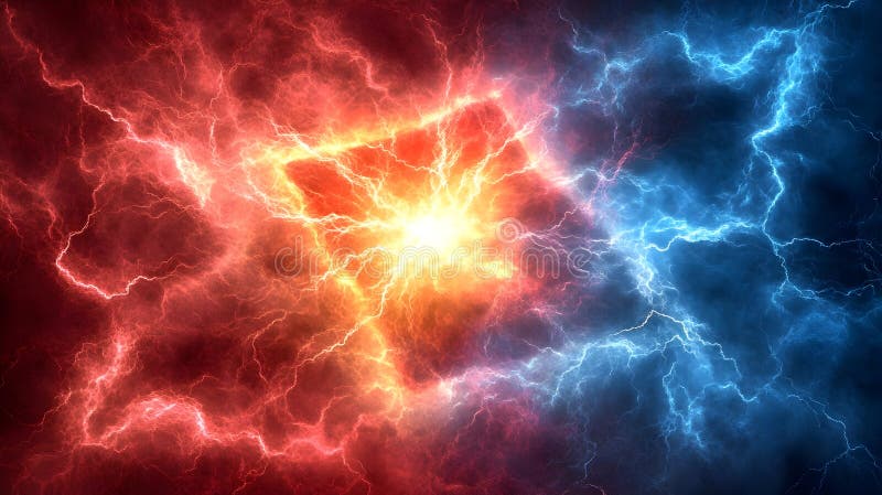 Abstract Background with Red and Blue Lightning Stock Illustration ...