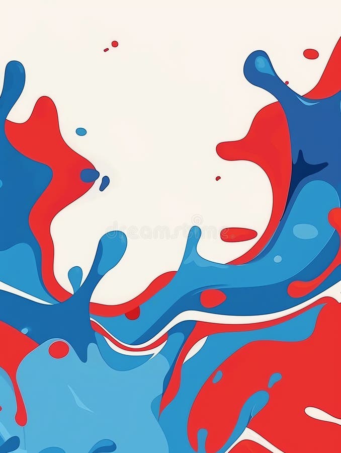 Abstract Background with Red and Blue Paint Splatters, Swirls and ...