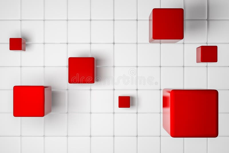 Abstract Background with Red Cubes Stock Illustration - Illustration of ...