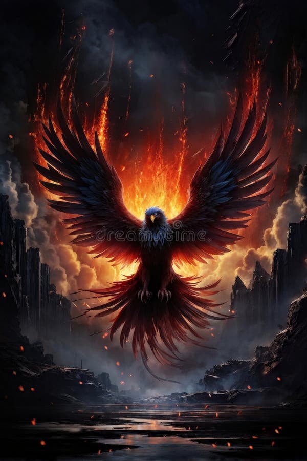 Abstract Background with Red Eagle Fire and Smoke Stock Illustration ...