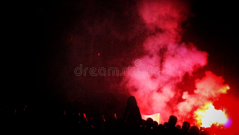 Abstract Background of Red Flares with Fog in the Dark Stock Image ...