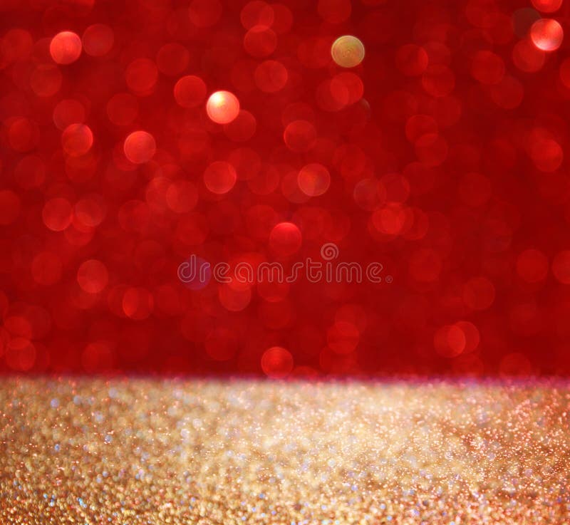 Abstract Background of Red and Gold Glitter Bokeh Lights, Defocused ...