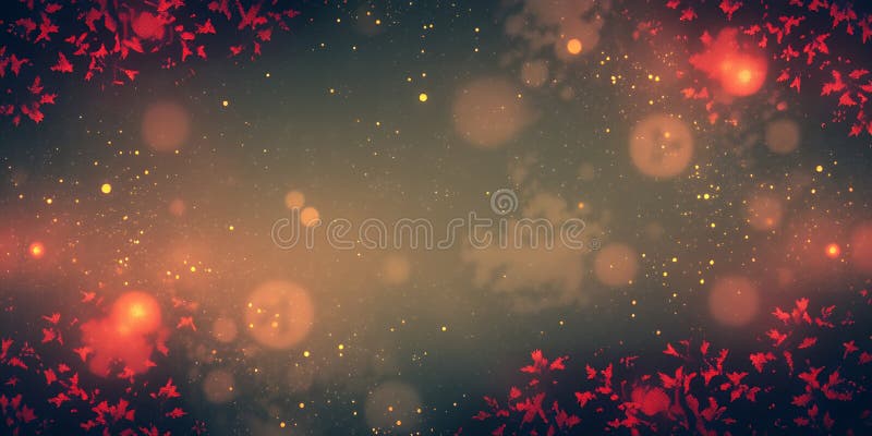Abstract Background with Red Leaves and Bokeh Lights Creating a Dreamy ...