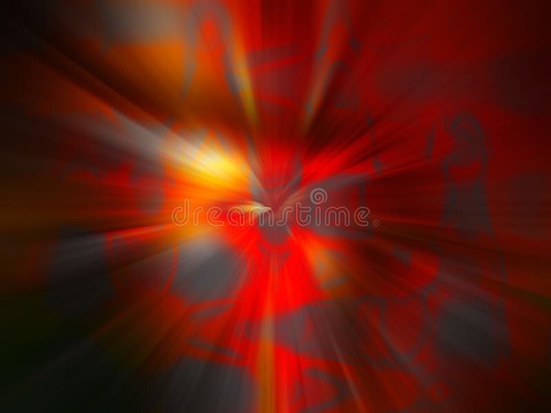 Abstract Background with Red and Yellow Rays of Light in the Center ...