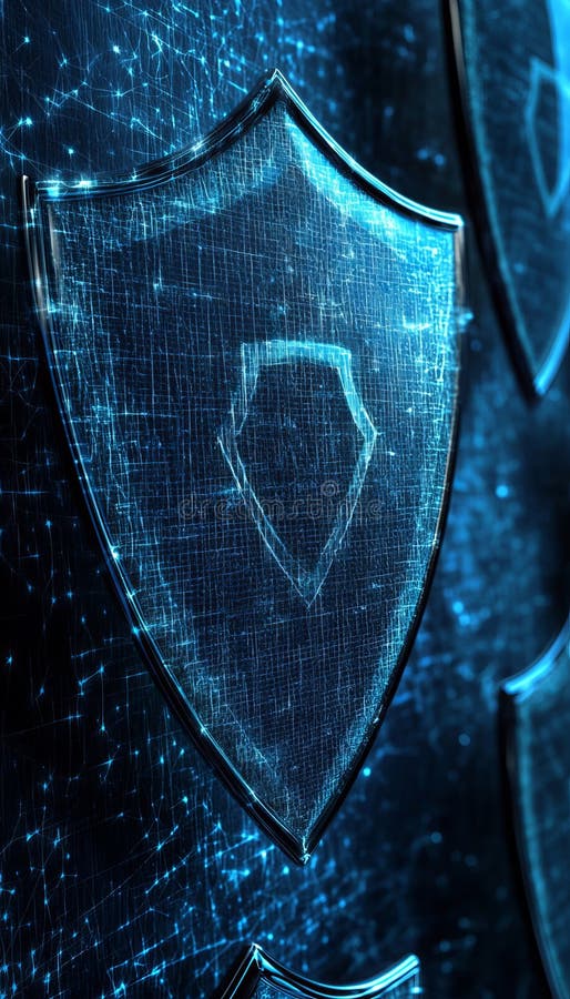 Abstract Background. Representation of Protection, Cybersecurity, Blue ...