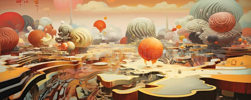 Abstract Background Resembling a Surreal Dreamscape, with Floating ...