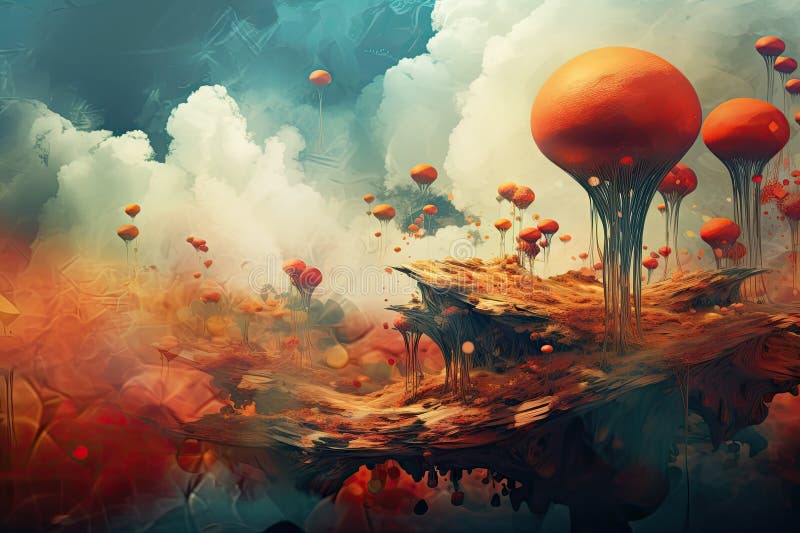 Abstract Background Resembling a Surreal Floating Landscape, with ...