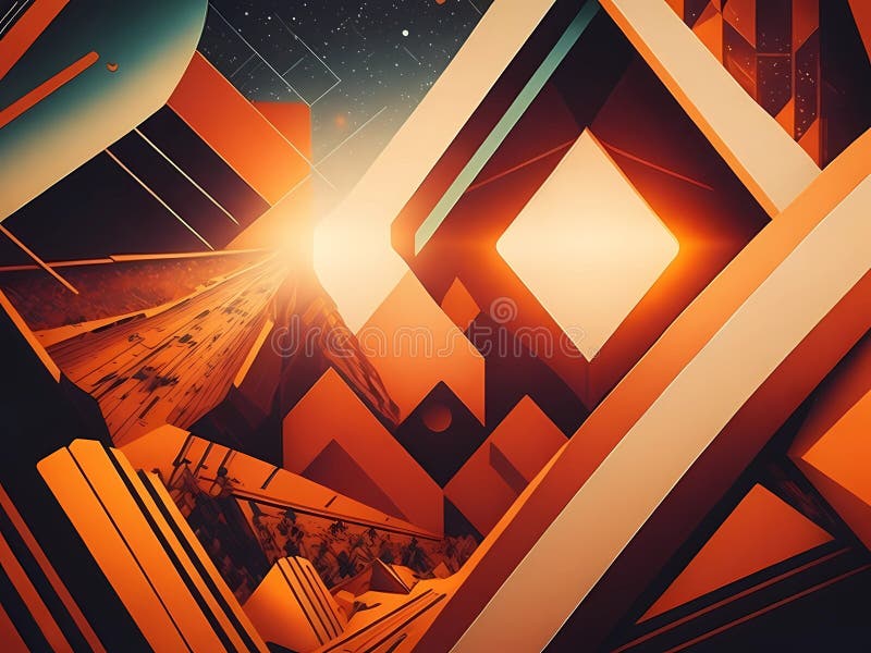 Abstract Background Retro Futuristic Stock Illustration - Illustration ...