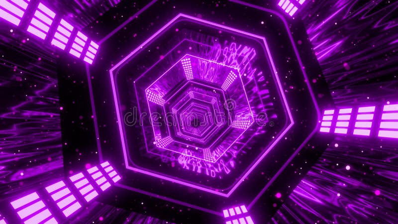 Abstract Background of Rotating Hexagon Shape Tunnel Glowing with ...