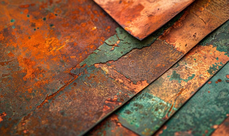 Abstract Background with Rusted Copper Sheets Stock Image - Image of ...
