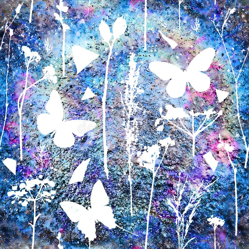 Abstract Background Seamless Pattern with Butterfly and Flowers ... Abstract Background Seamless Pattern with Butterfly and Flowers ...