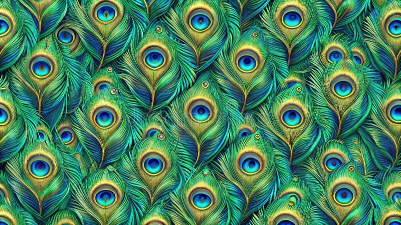 Abstract Background Seamless Pattern of Peacock Tail Generative by AI Stock Illustration ...