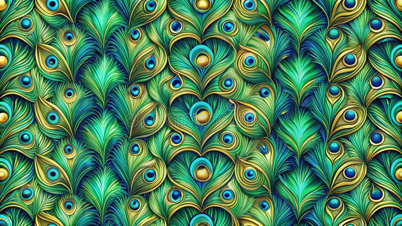 Abstract Background Seamless Pattern of Peacock Tail Generative by AI ...