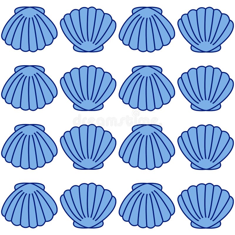 Abstract Background Seamless Pattern Tile Vector with Blue Sea Shells ...