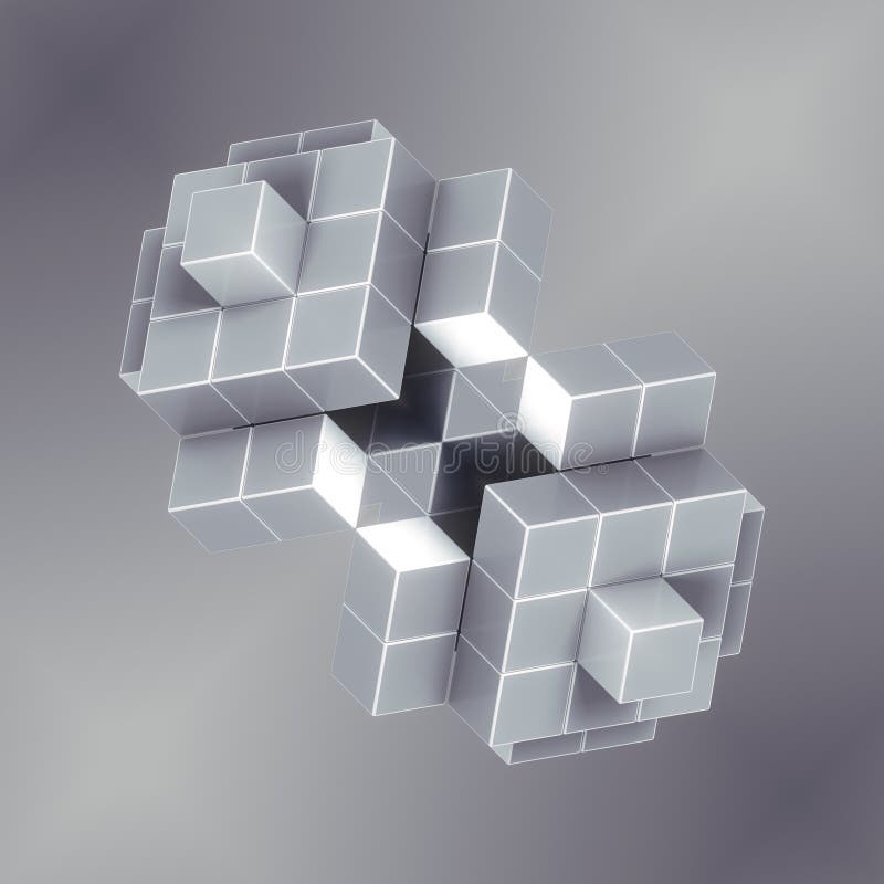 Abstract Background of a Series of White Geometric Squares on a Gray ...