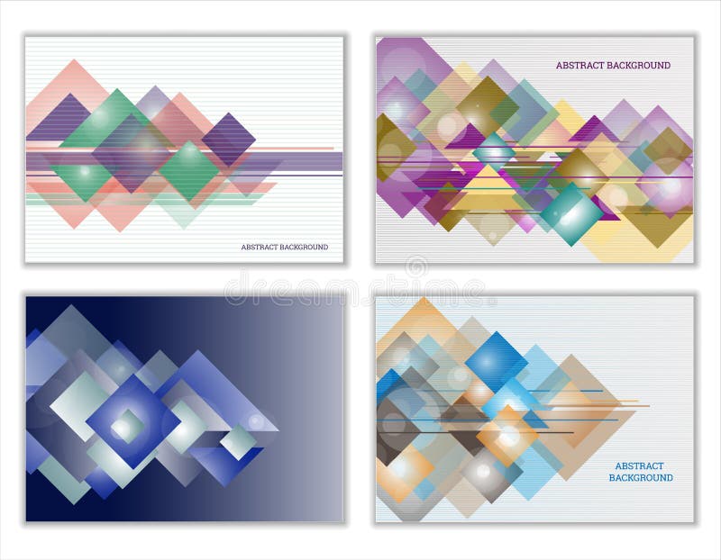 Abstract Background, Set of 4 Covers. Bright Tech Geometric Background ...