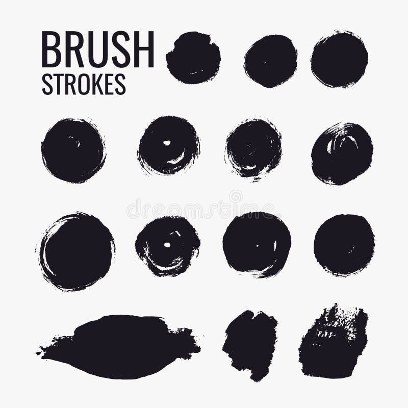 Abstract Background. Set of Vector Ink Strokes with a Dry Brush Stock ...